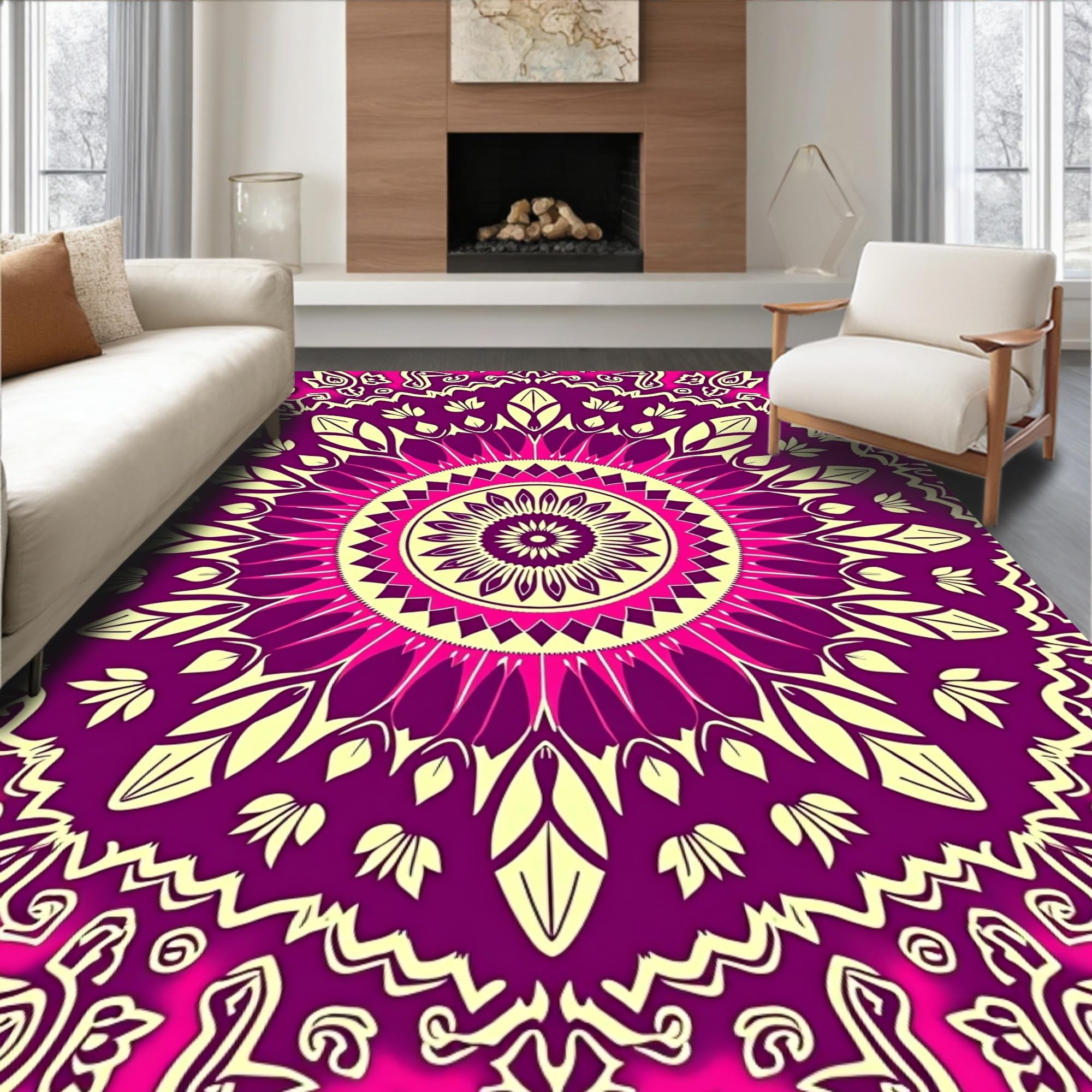 ODIKA Ultra Soft Area Rug 3x5, Retro Boho Flower Burst Non Shedding ...