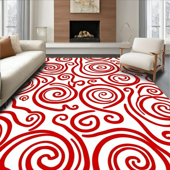 ODIKA Ultra Soft Area Rug 4x6, Festive Peppermint Swirl Spiral Bath ...