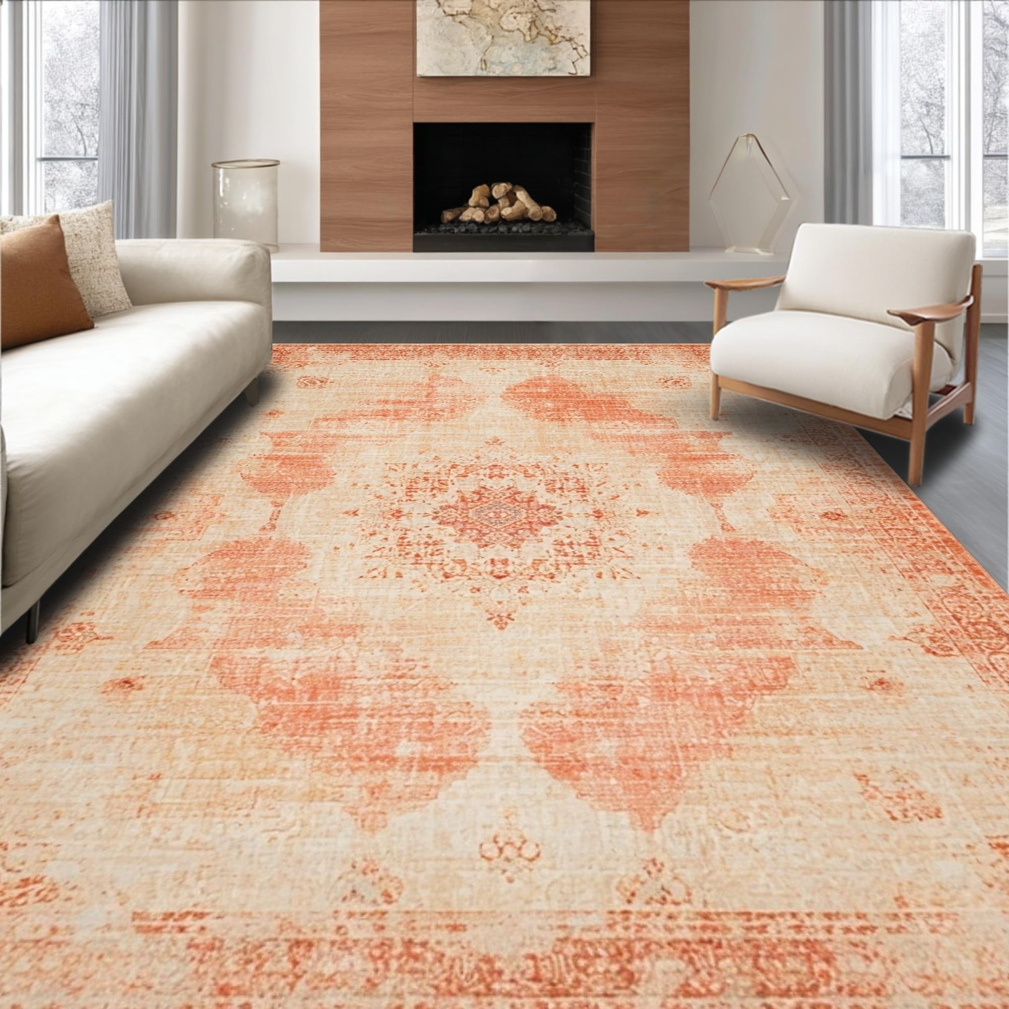 ODIKA Ultra Soft Area Rug 4x6, Non Slip, Stain Resistant, Washable Area ...