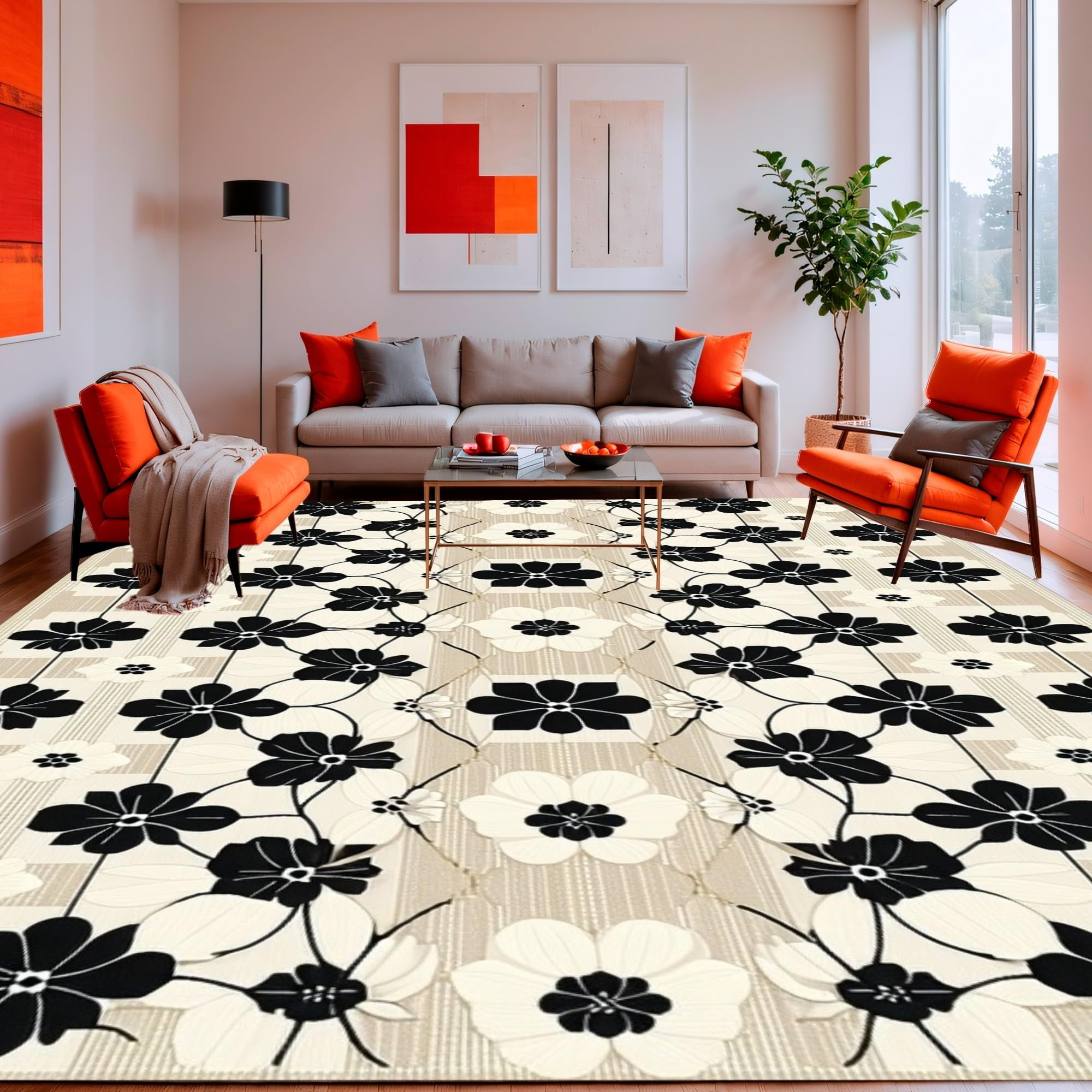 ODIKA Ultra Soft Area Rug 4x6, Non Slip, Stain Resistant, Washable Area ...