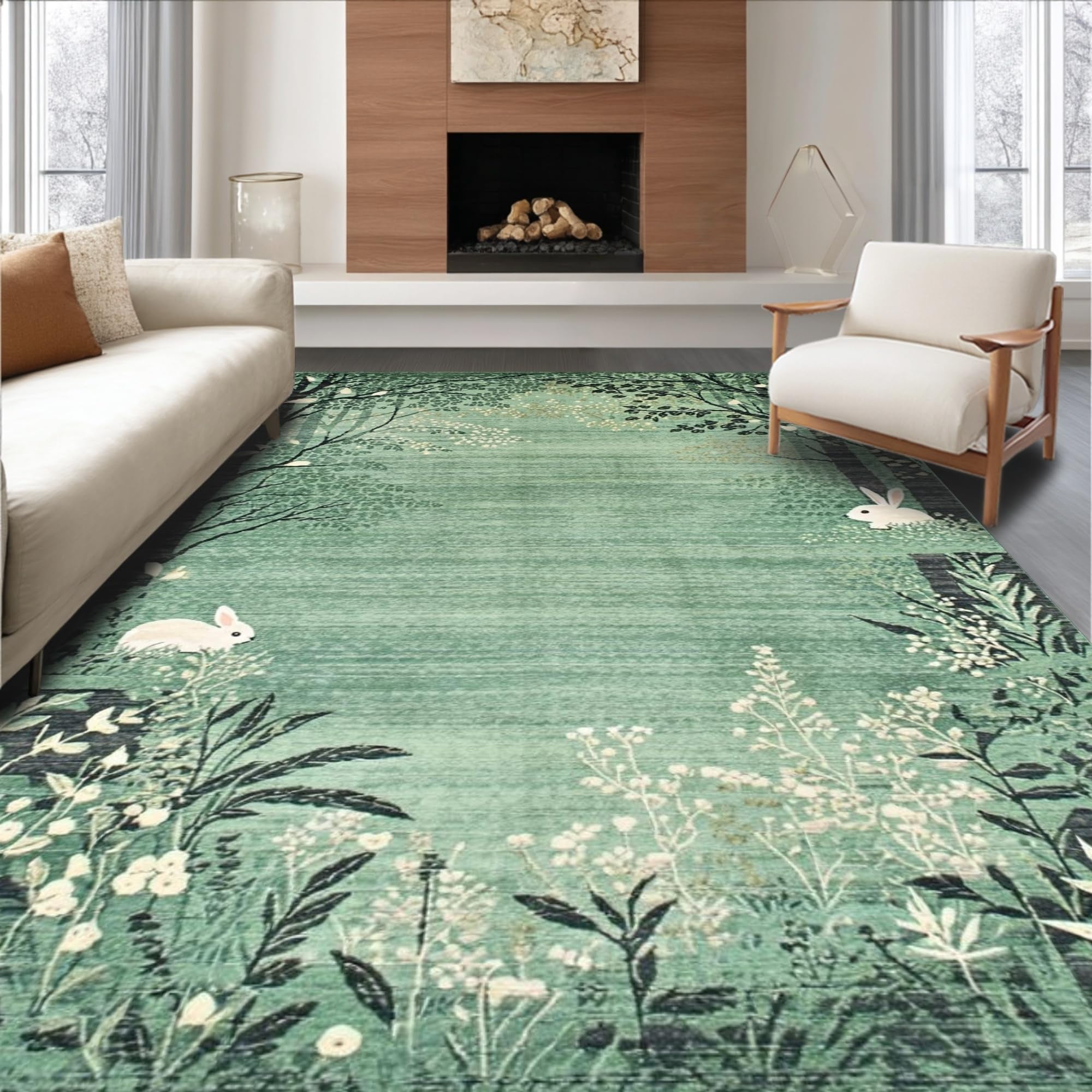 ODIKA Ultra Soft Area Rug 4x6, Non Slip, Stain Resistant, Washable Area ...