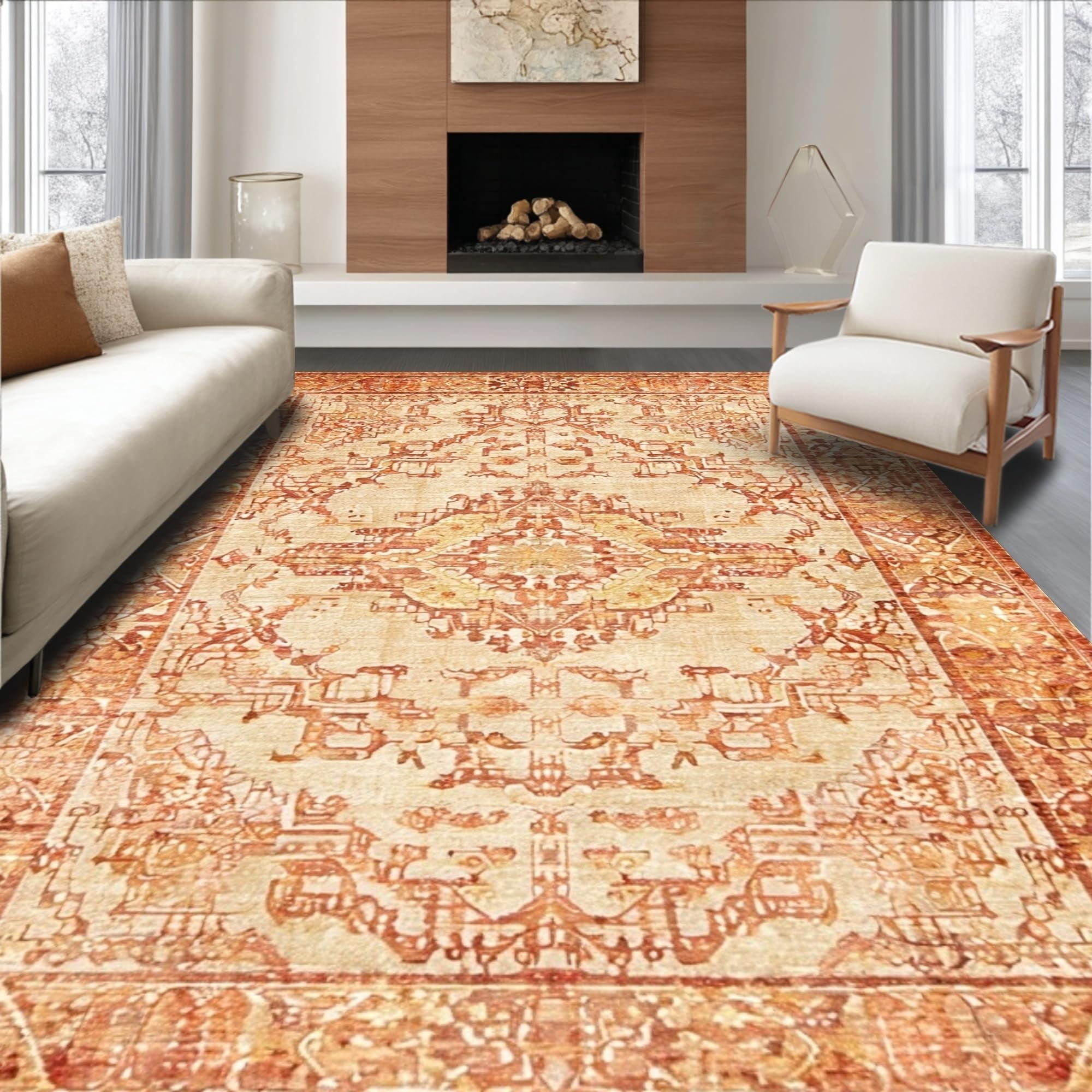 ODIKA Ultra Soft Area Rug 4x6, Non Slip, Stain Resistant, Washable Area ...