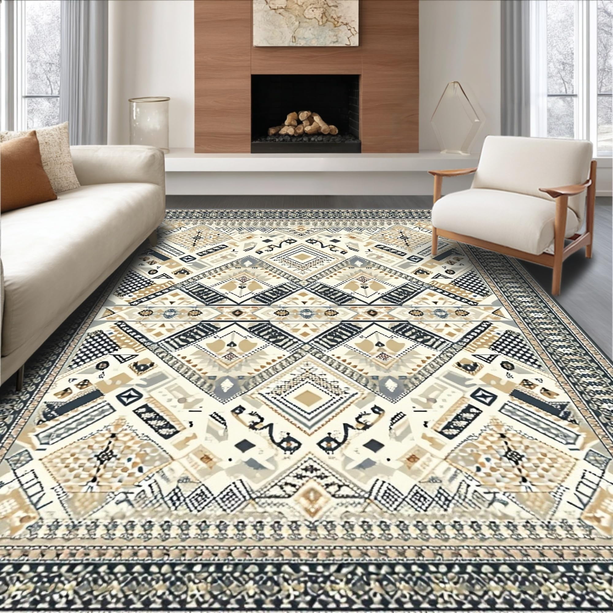 ODIKA Ultra Soft Area Rug 4x6, Non Slip, Stain Resistant, Washable Area ...