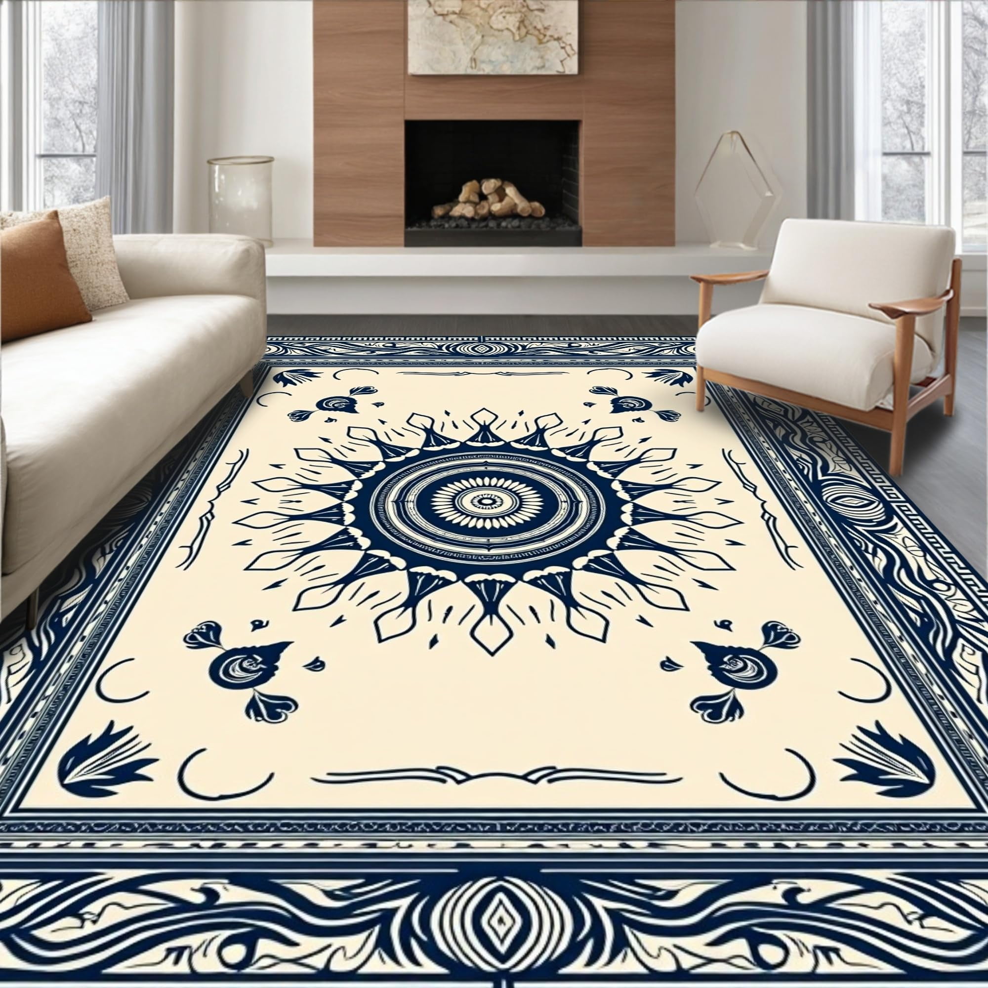 ODIKA Ultra Soft Area Rug 4x6, Traditional with Symmetrical Paisley ...