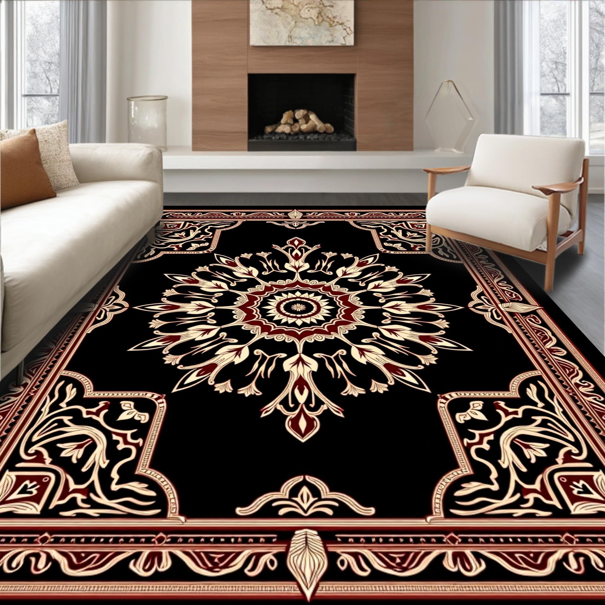 ODIKA Ultra Soft Area Rug 5x7, Medallion Entry with Intricate Floral ...