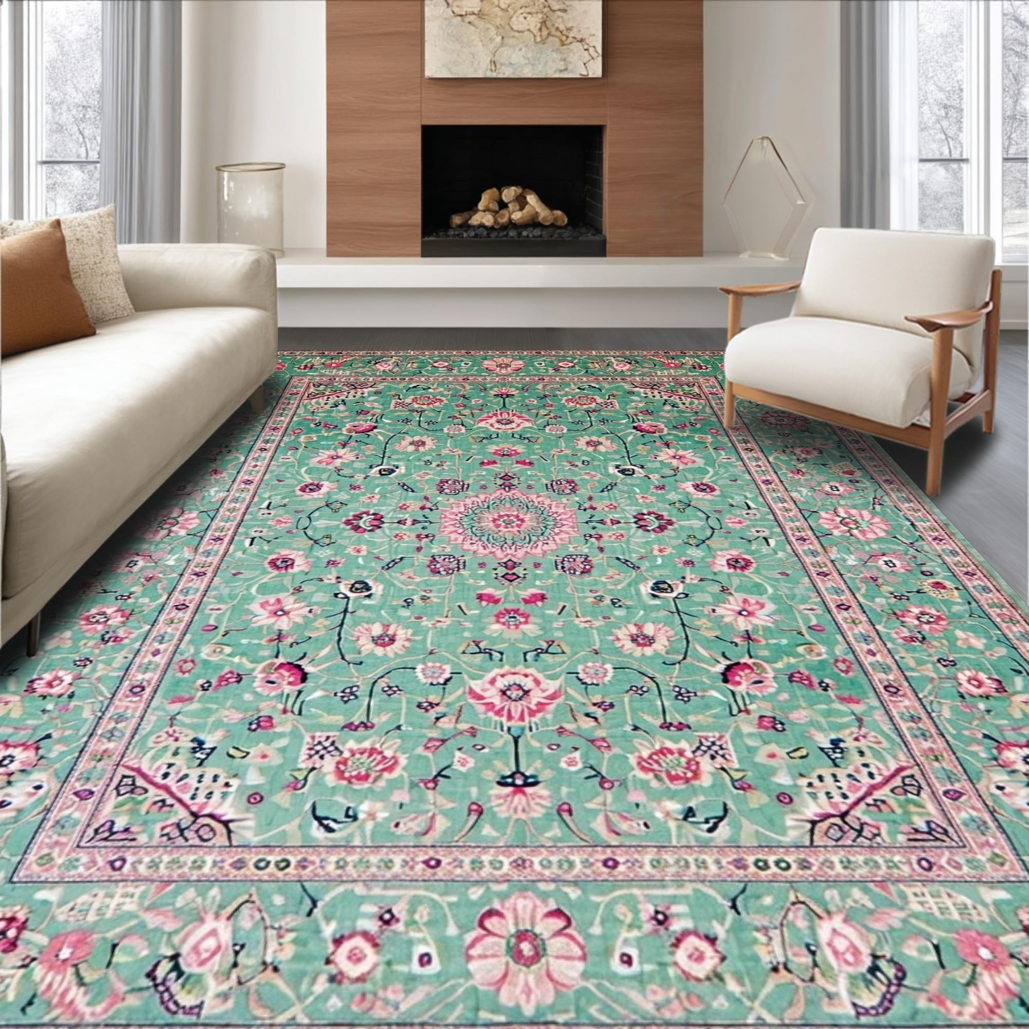 ODIKA Ultra Soft Area Rug 5x7, Non Slip, Stain Resistant, Washable Area ...