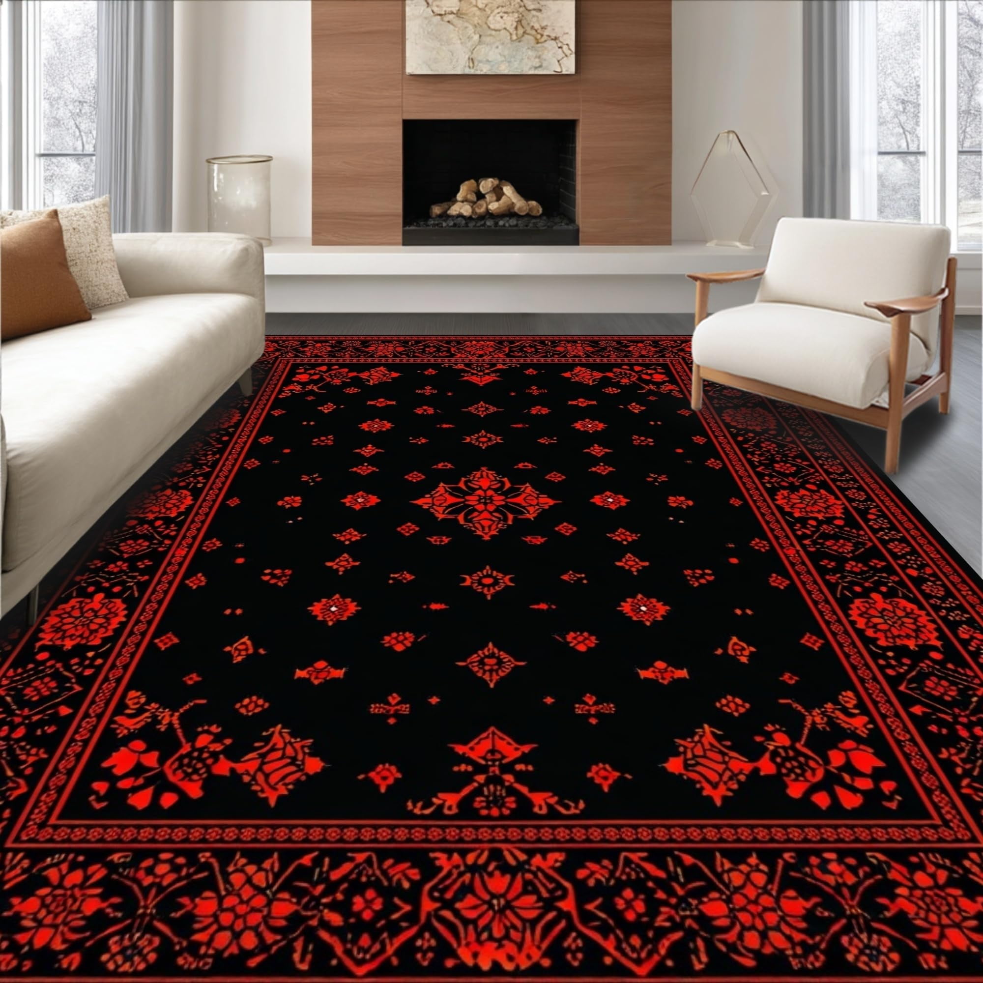 ODIKA Ultra Soft Area Rug 5x7, Non Slip, Stain Resistant, Washable Area ...