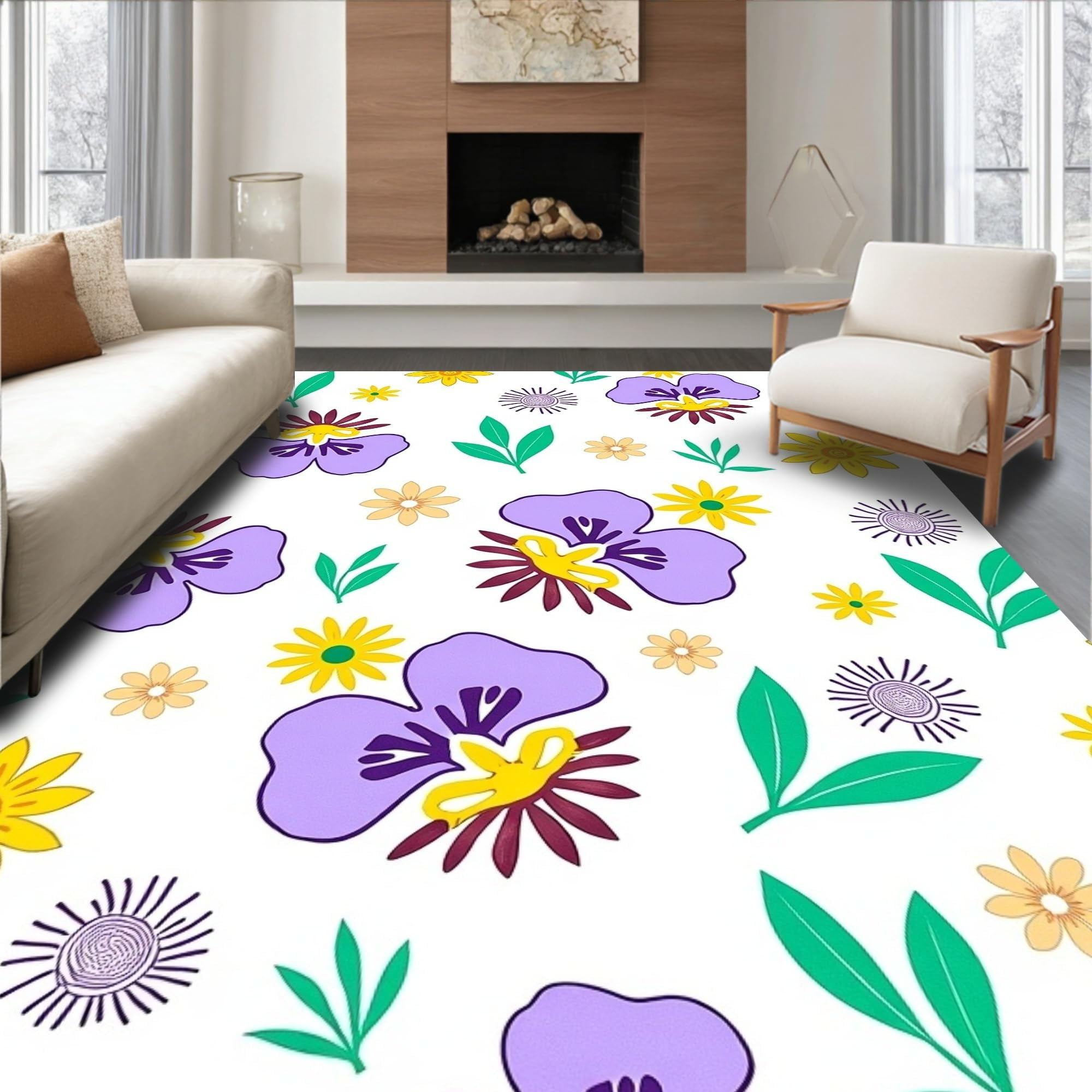ODIKA Ultra Soft Area Rug 6x6, Hook Canvas Wildflower Burst Cross ...