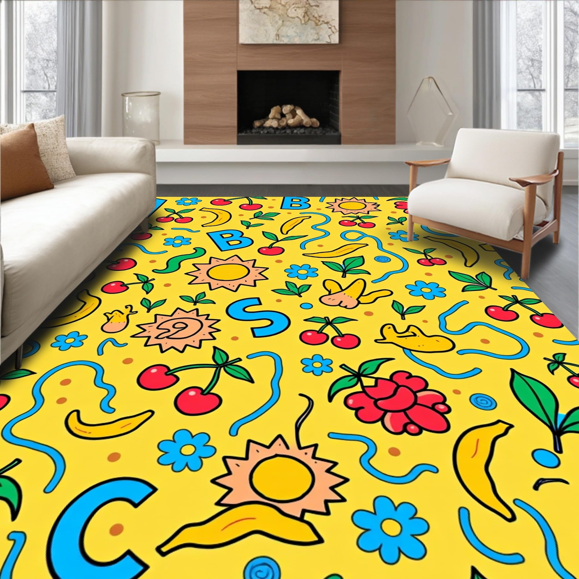 ODIKA Ultra Soft Area Rug 6x6, Interactive Alphabet Maze with Fruit ...