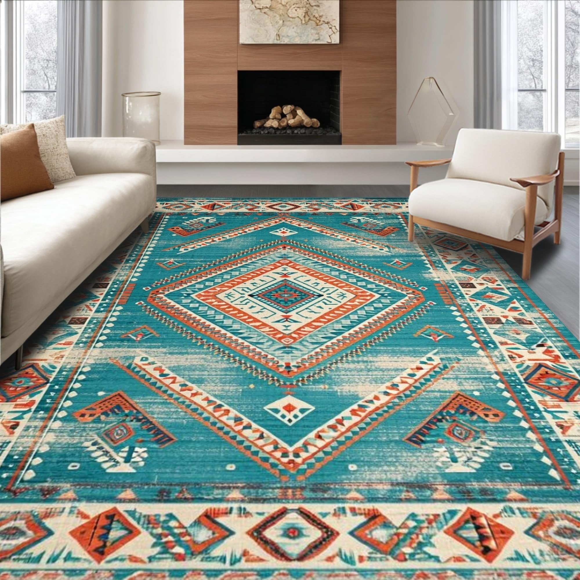 ODIKA Ultra Soft Area Rug 6x9, Non Slip, Stain Resistant, Washable Area ...