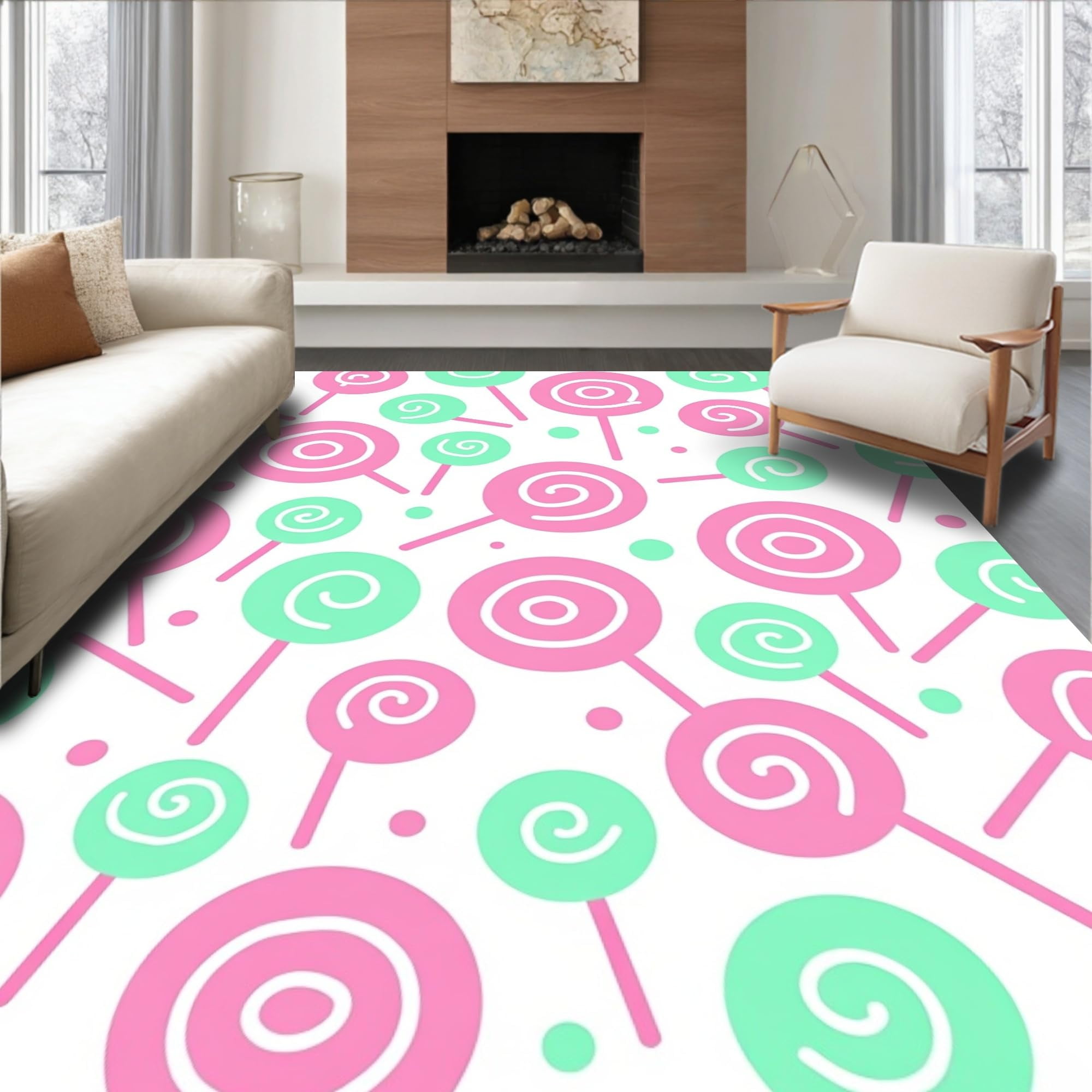 ODIKA Ultra Soft Area Rug 6x9, Retro Bubblegum Sweet Shop Nostalgic ...