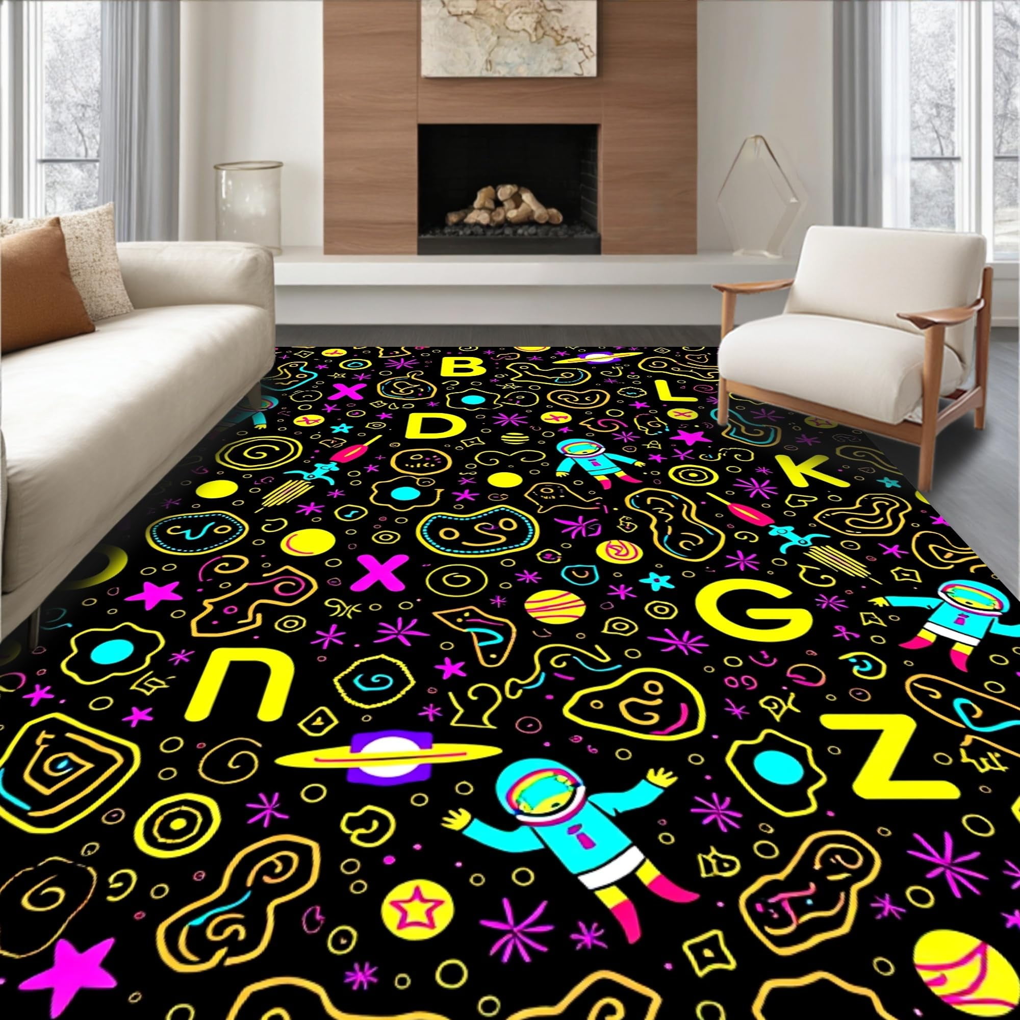 ODIKA Ultra Soft Area Rug 6x9, Rocket Launch Alphabet Journey Astral ...