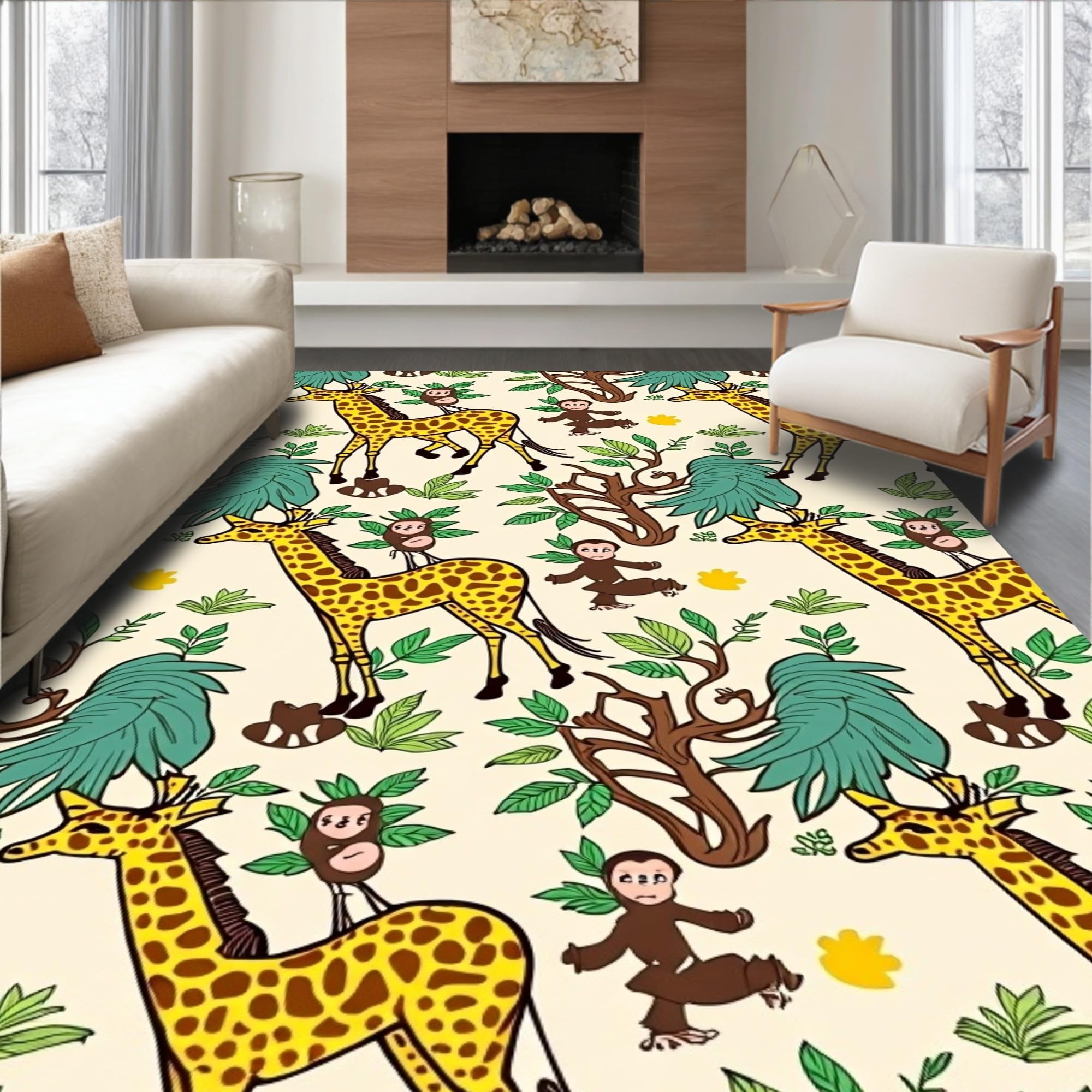 ODIKA Ultra Soft Area Rug 6x9, Safari Adventure Spotted Giraffe with ...