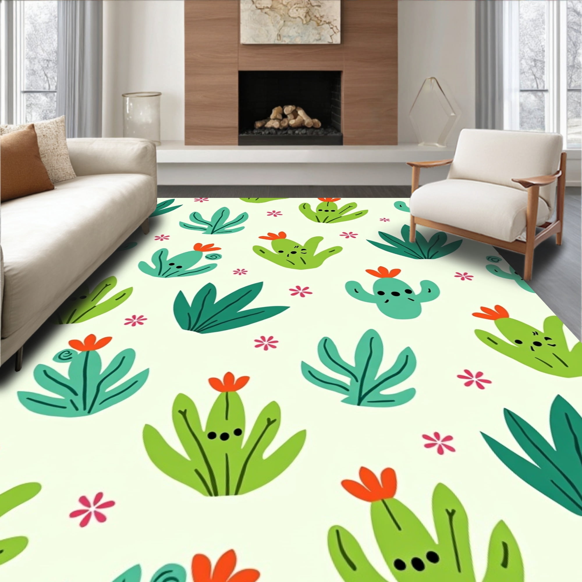 ODIKA 6x9 Machine Washable Non-Slip Area Rug, Spiky Desert Friends ...
