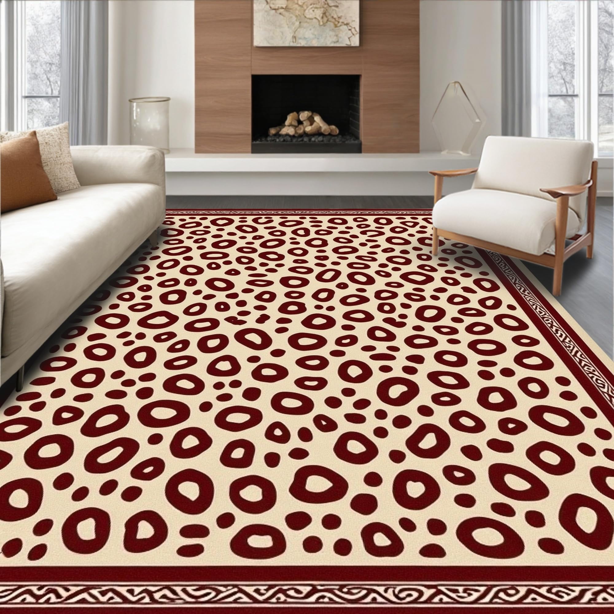 Ultra Soft Area Rug, Abstract Animal Inspired with Spotted and, Non ...