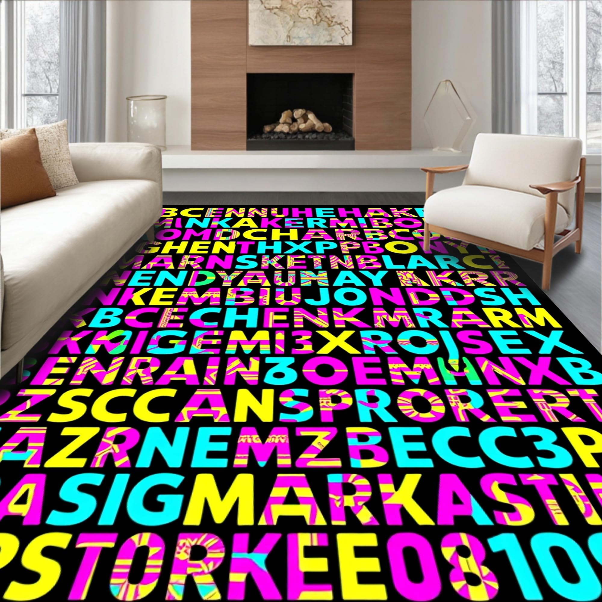 ODIKA Ultra Soft Area Rug 8x10, Interactive Alphabet Mosaic Featuring ...