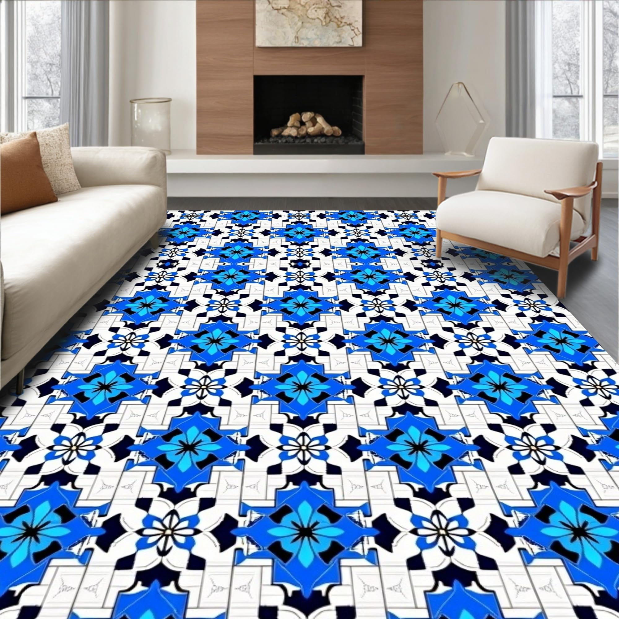 ODIKA Ultra Soft Area Rug 8x10, Mosaic Tile Hexagon Kaleidoscope Visual ...