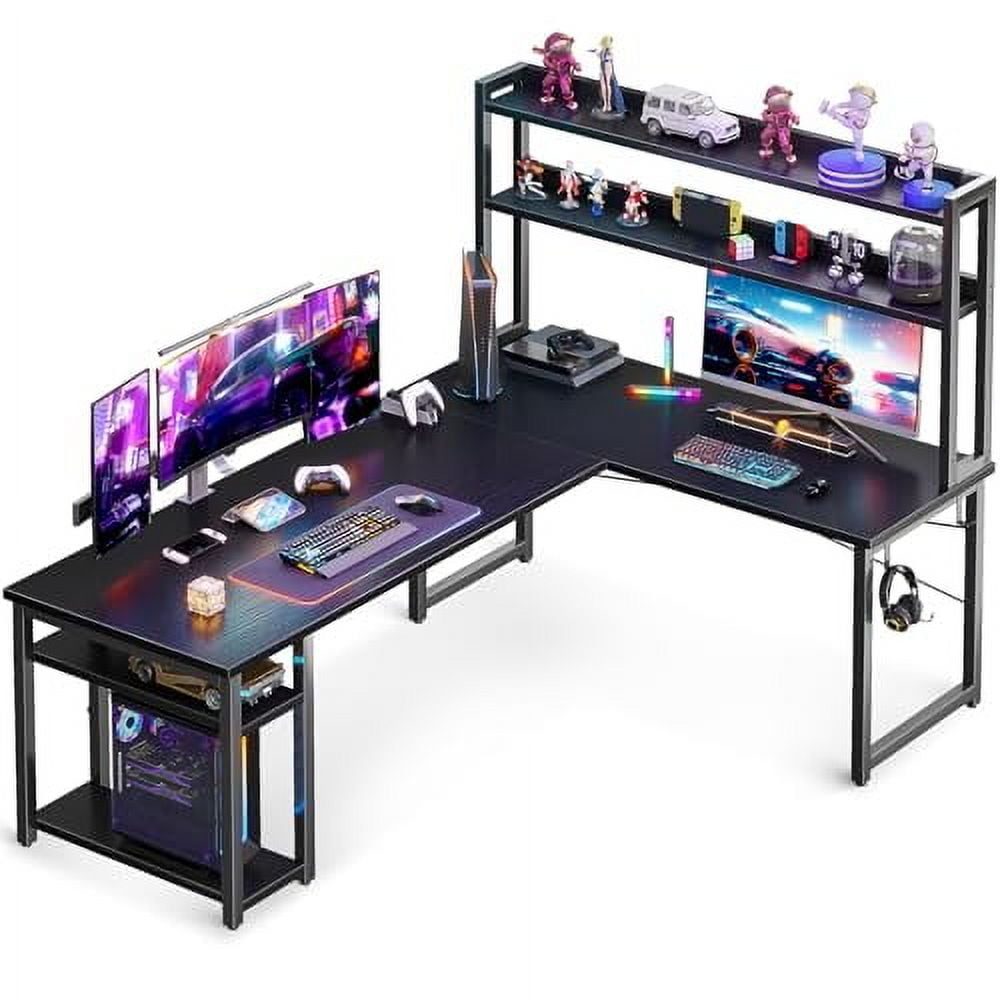 ODK L Shaped Gaming Desk with Hutch, Computer Desk with Storage Shelves ...