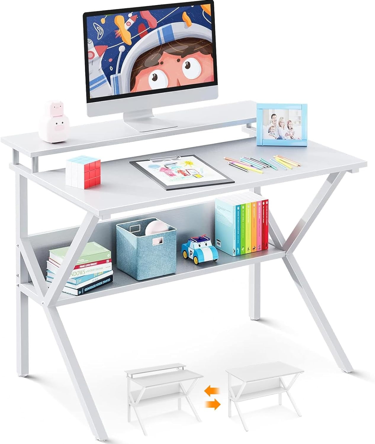 ODK Small Computer Desk, 27.5 inch Desk for Small Spaces with Storage ...
