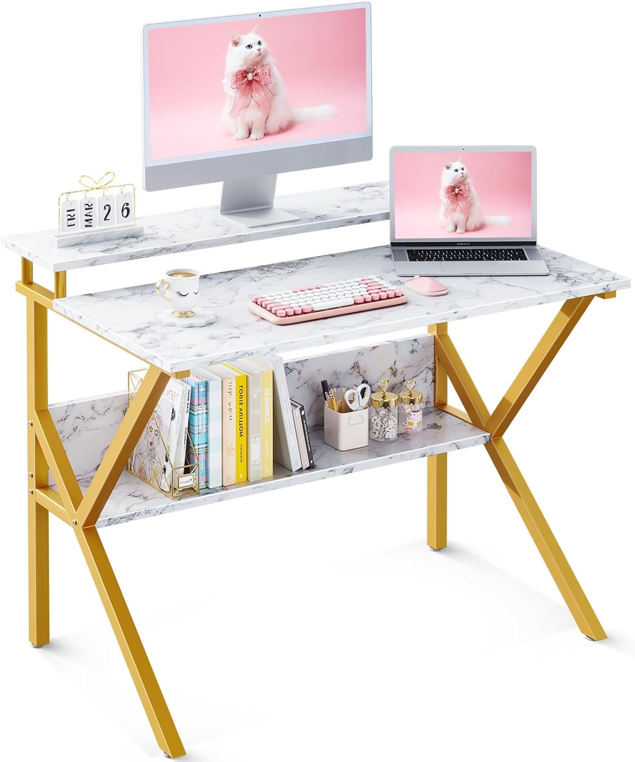 ODK Small Desk, 27.5 Inch Small Computer Desk for Small Spaces, Compact ...