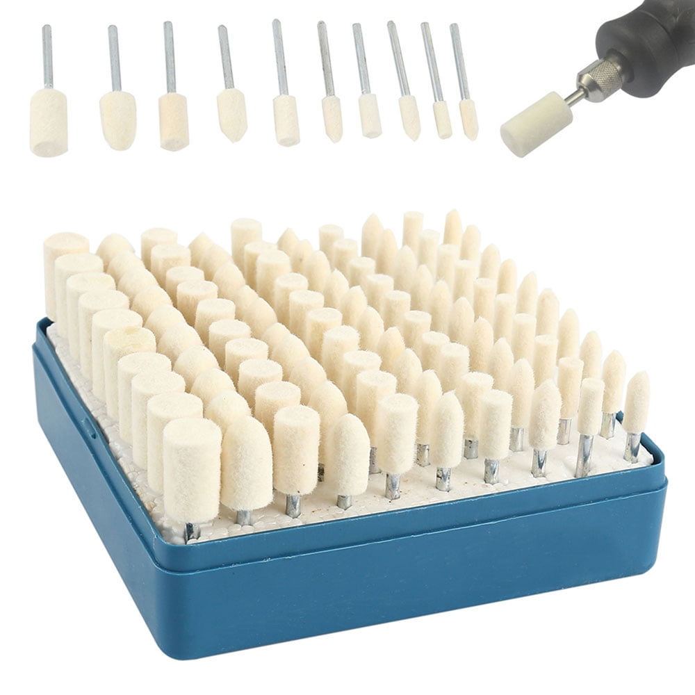 ODOMY 100Pcs Felt Polishing Wheels Wool Polishing Buffing Pads, Mandrel ...