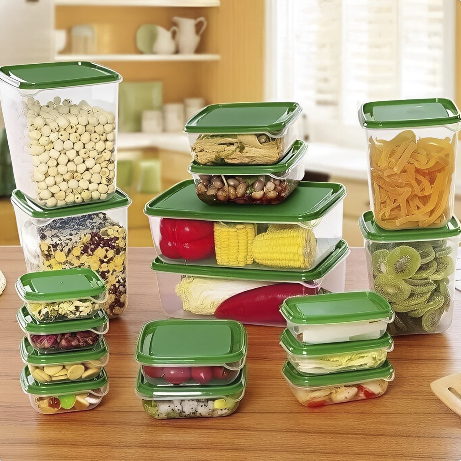 ODOMY 17 Pcs Food Storage Containers Set with Snap Lids (16 Lids + 16 ...