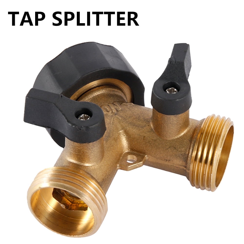 ODOMY 2 Way Tap Connector Adapter, Brass Outdoor Garden Faucet, Y 2 Way ...