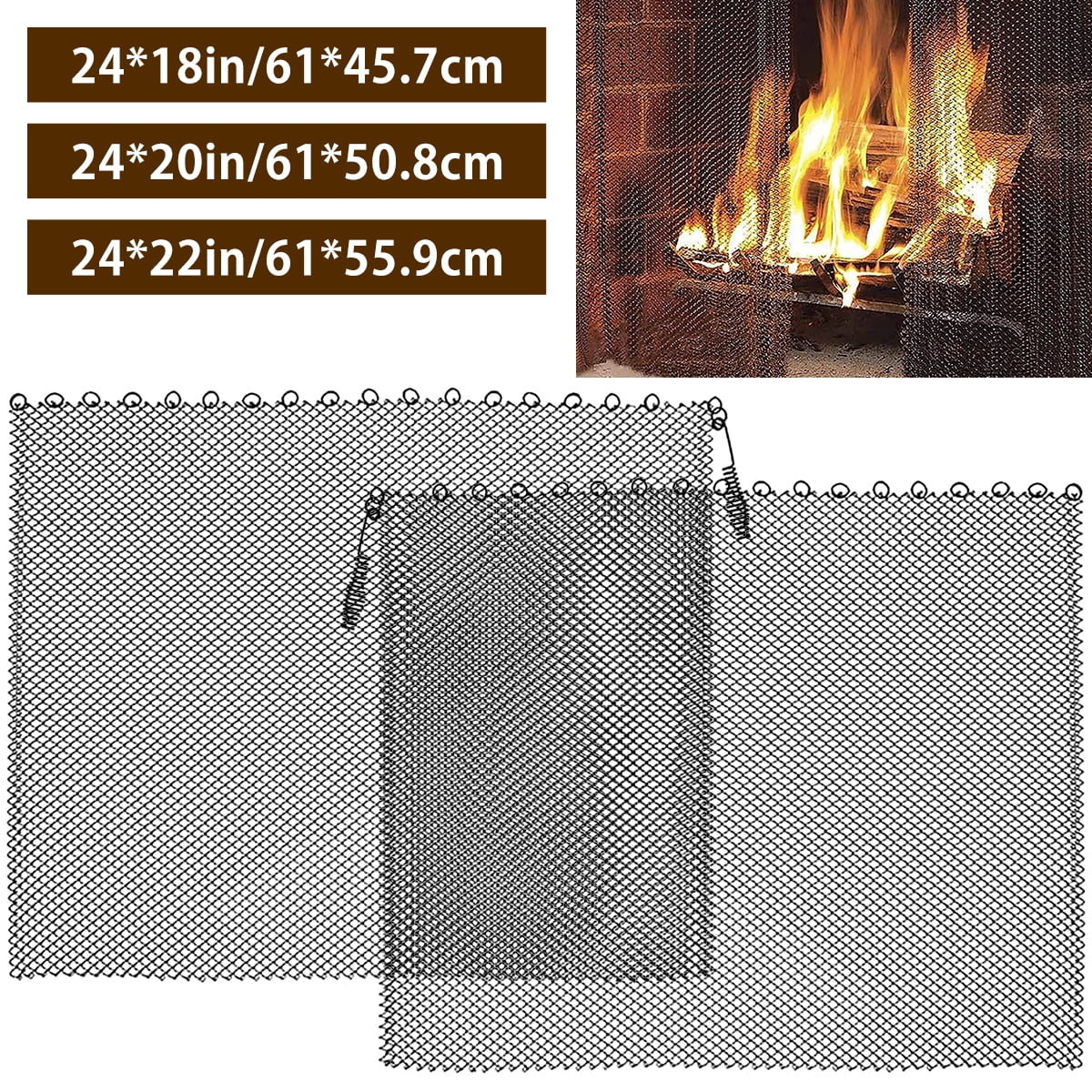 ODOMY 2Pcs Fireplace Mesh Screen Curtain Heat Resistant Fireplace Spark ...