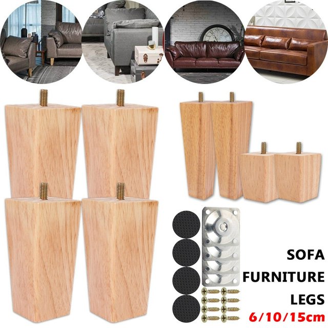 ODOMY 4PCS Solid Wood Sofa Legs Multi Function 6/10/15cm Carved ...