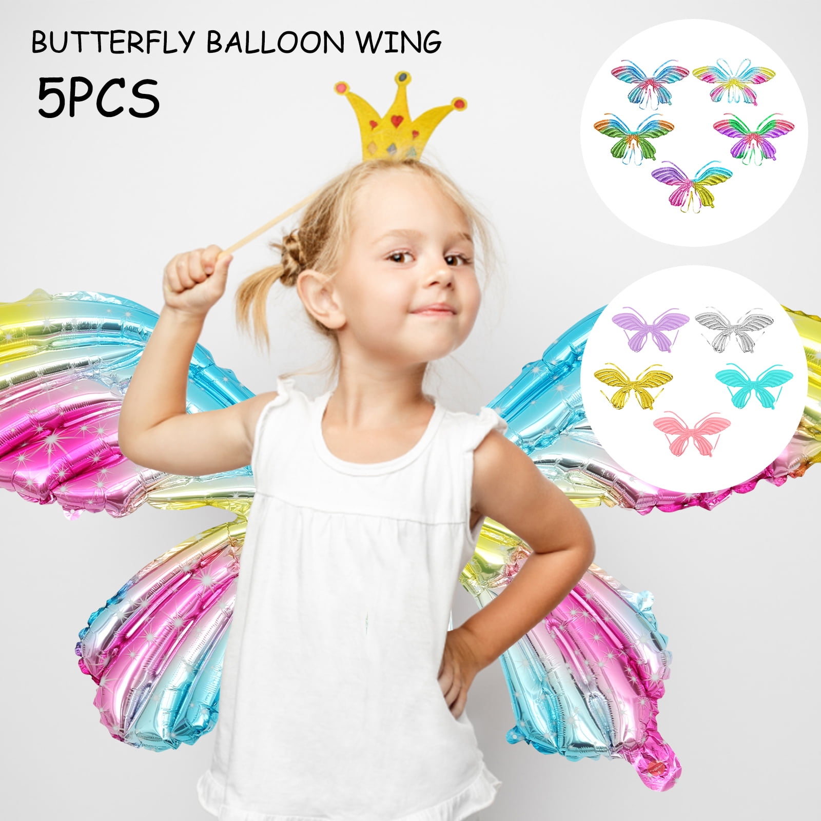 ODOMY 5 PCS Butterfly Fairy Wings Balloons,Angel Wings Balloon ...