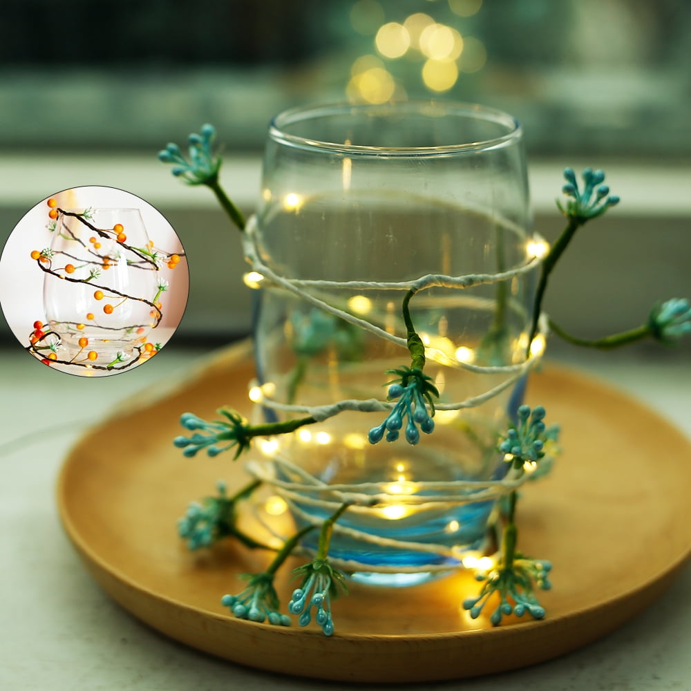 ODOMY 6.6Ft Fruit String LightsTiny Flower and Fruit Vine Fairy String ...