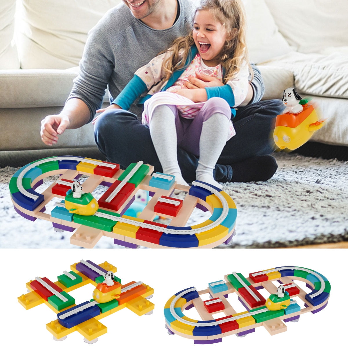 ODOMY Building Block Track 2 Speeds DIY Race Car Track for Improving ...