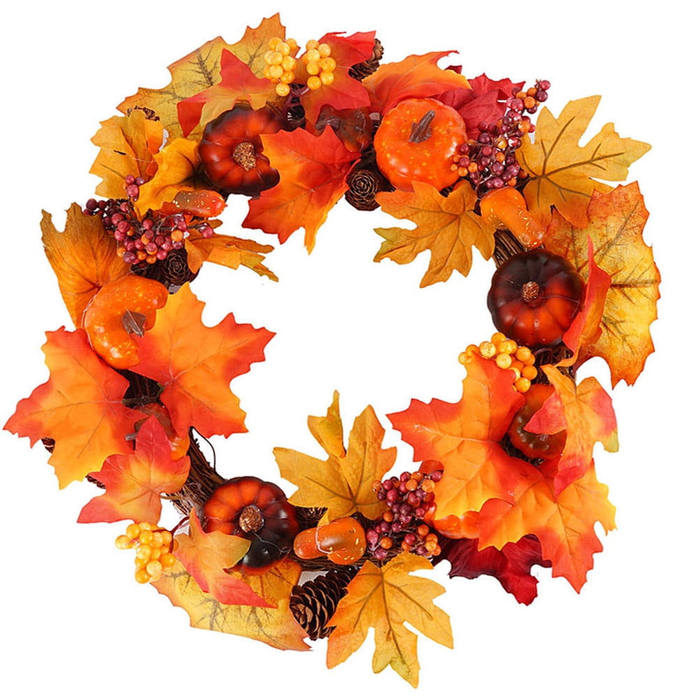 ODOMY Fall Wreath Artificial Autumn Fall Wreath for Front Door Fall ...