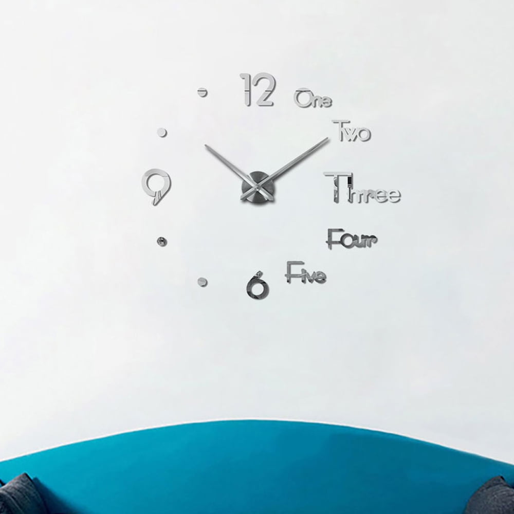 ODOMY Large Wall Clock Modern Design 3D Wall Sticker Clock Silent-Home ...