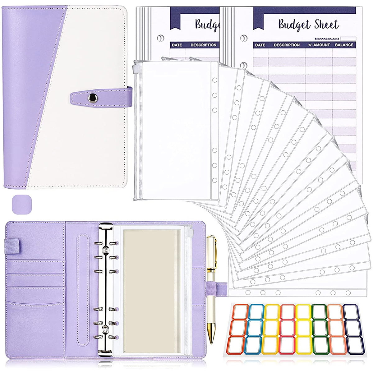 ODOMY Multifunctional A6 Budget Binder Notepad,PU Replaceable Notebook ...