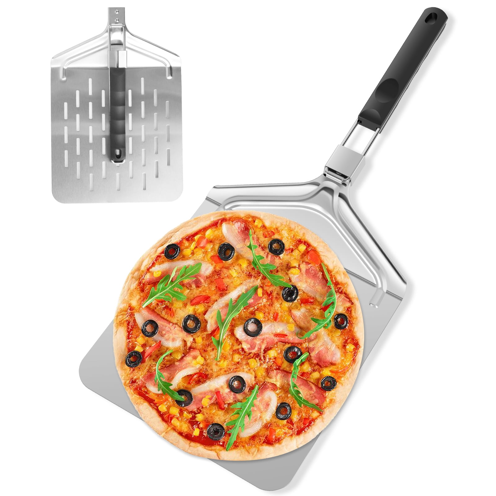 ODOMY Premium Pizza Peel - Pizza Spatula with Foldable Handle ...