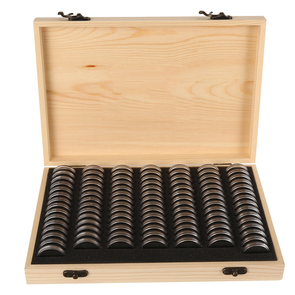 ODOMY Wooden Storage Box Wooden Coins Display Storage Box Case for ...