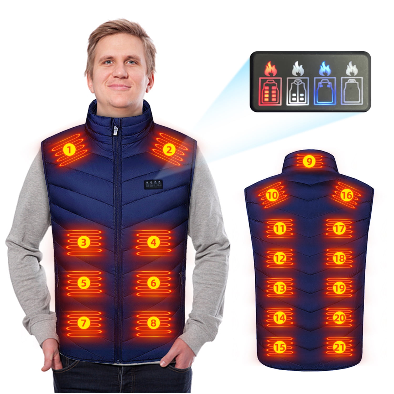 ODPD Mens Womens Lightweight Heated Vest Coat Outdoor Warm Clothing ...