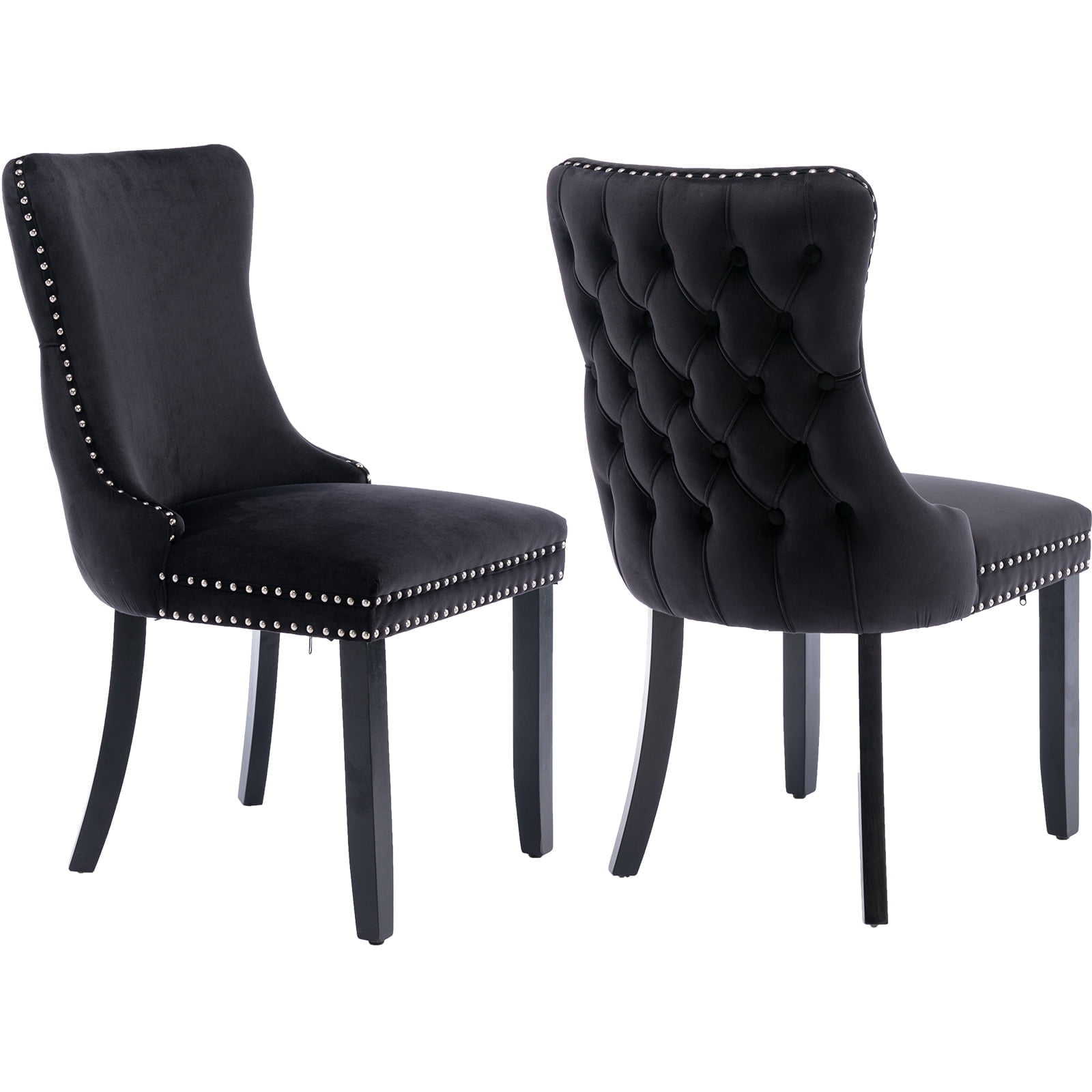 ODUSE-DAILY Black Velvet Dining Chairs Set of 2, Kitchen & Dining Room ...
