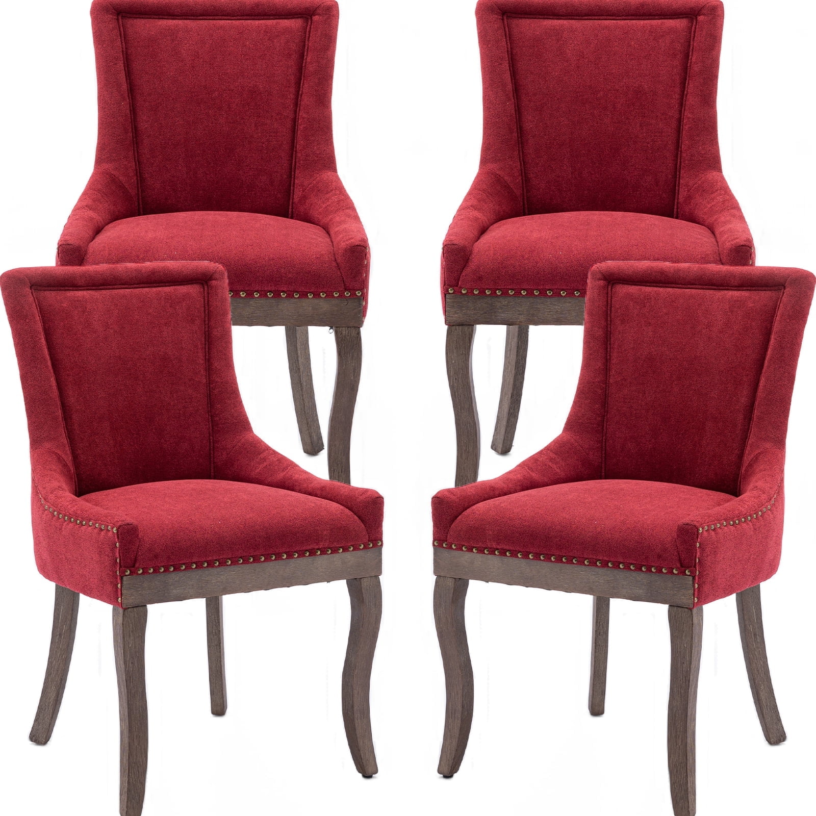 ODUSE-DAILY Burgundy Dining Chairs Set of 4, Kitchen & Dining Room ...