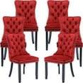 Oduse Daily Set Of 6 Burgundy Velvet Dining Chairs Stain Resistant