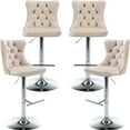 ODUSE-DAILY Cream Velvet Bar Stools Set of 2 - Adjustable Swivel Ivory ...