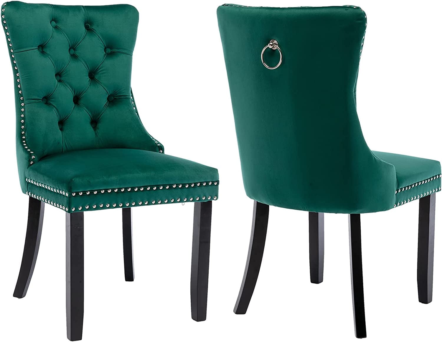 ODUSE-DAILY High Back Beautiful Green Velvet Dining Chairs Set of 2 ...