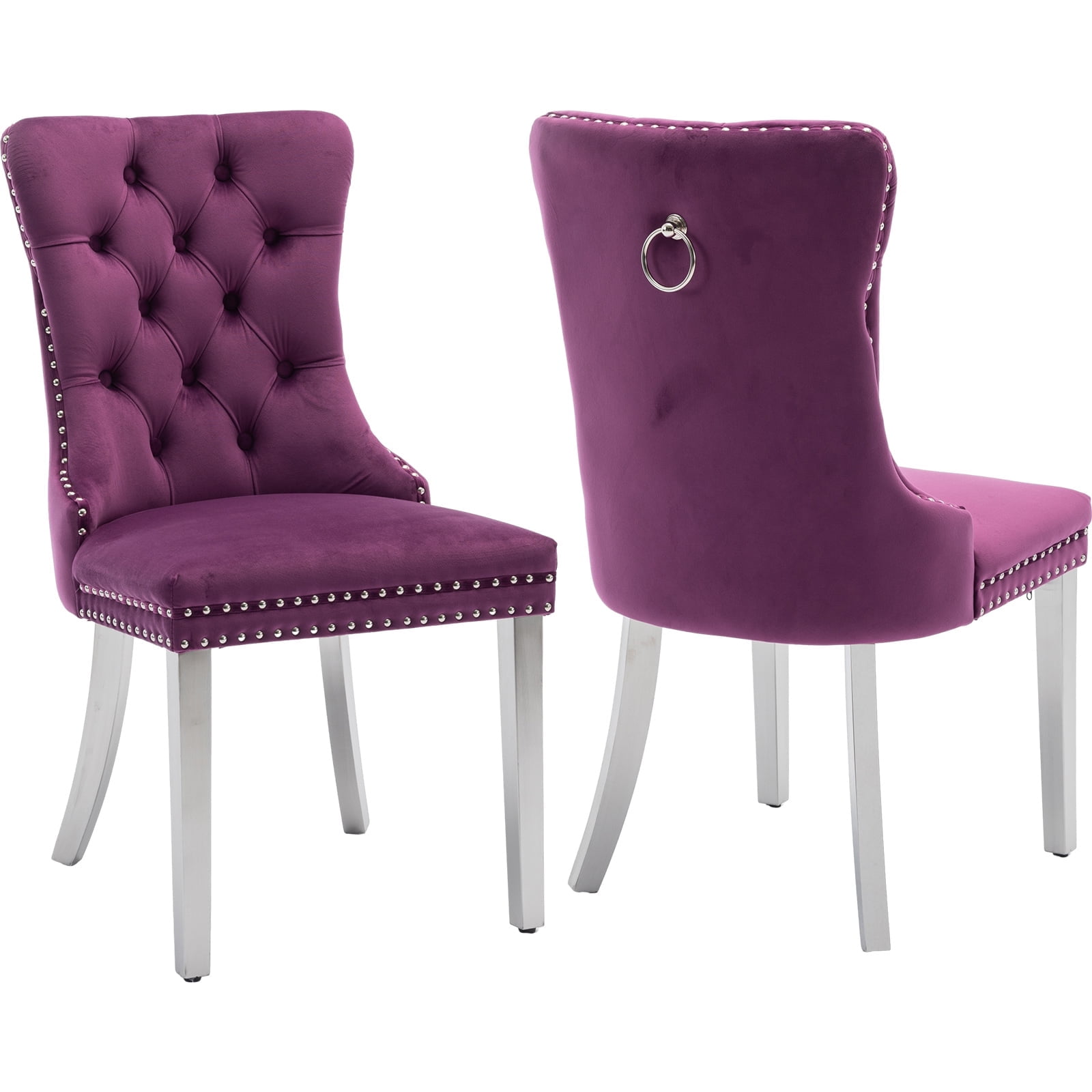 ODUSE-DAILY Velvet Dining Chairs Set of 2, Violet Kitchen & Dining Room ...