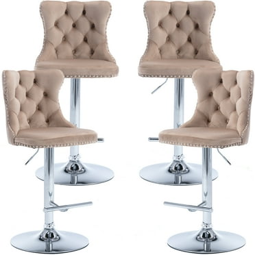 MoNiBloom Modern Swivel Bar Stools, Set of 2, Adjustable Height, Faux ...
