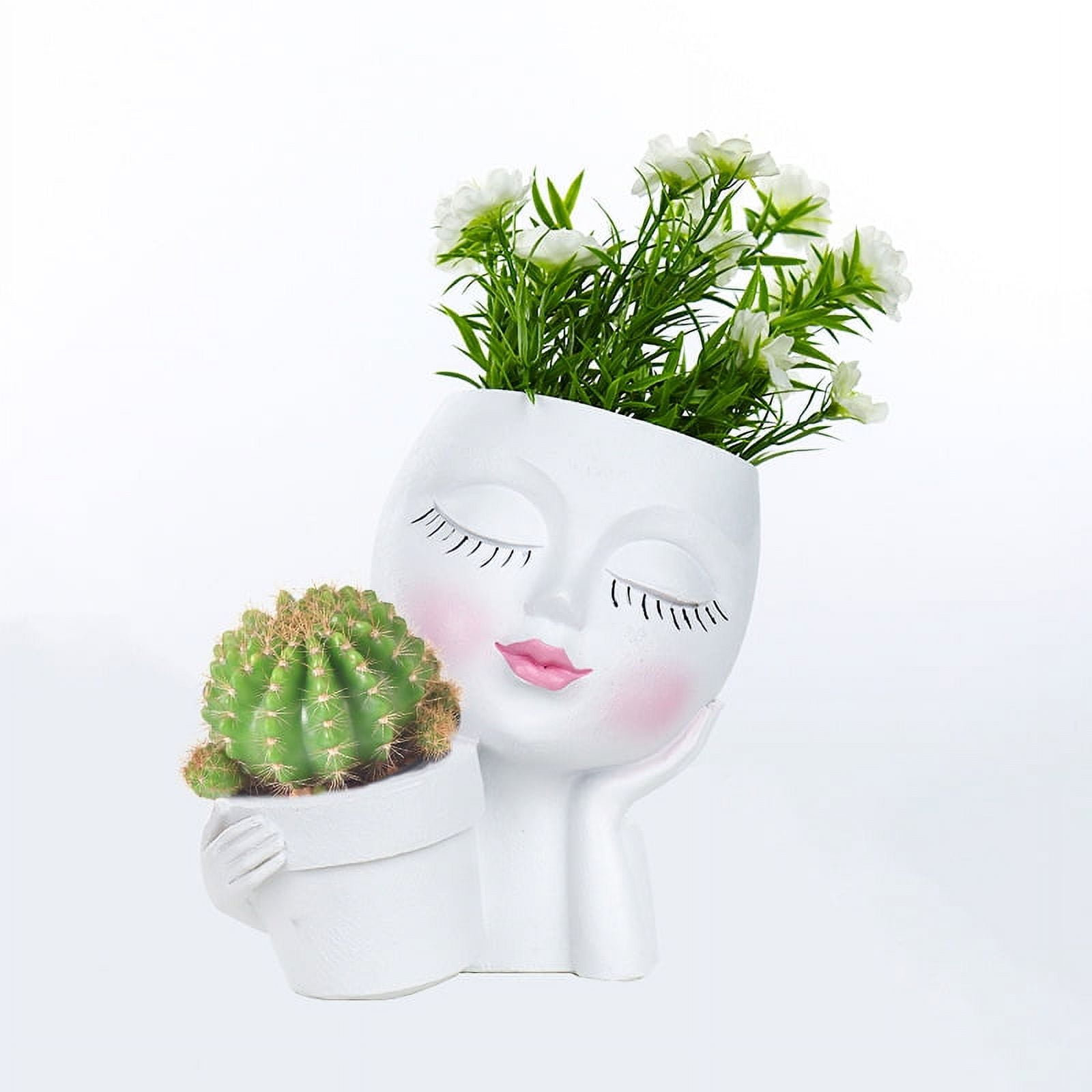 ODYSITE Head Flower Pot Face Planter - Double Flower Pots in One for ...