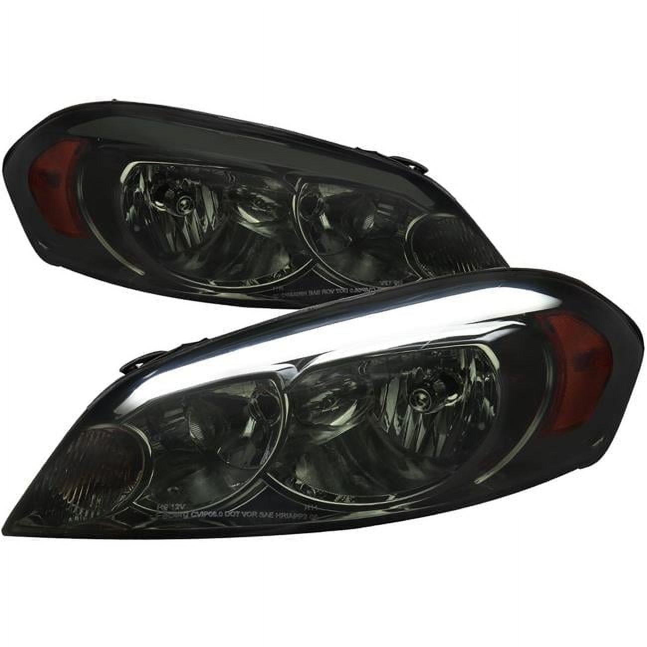 OE Headlight with LED Bar Chrome Housing & Smoked Lens Amber Reflector ...