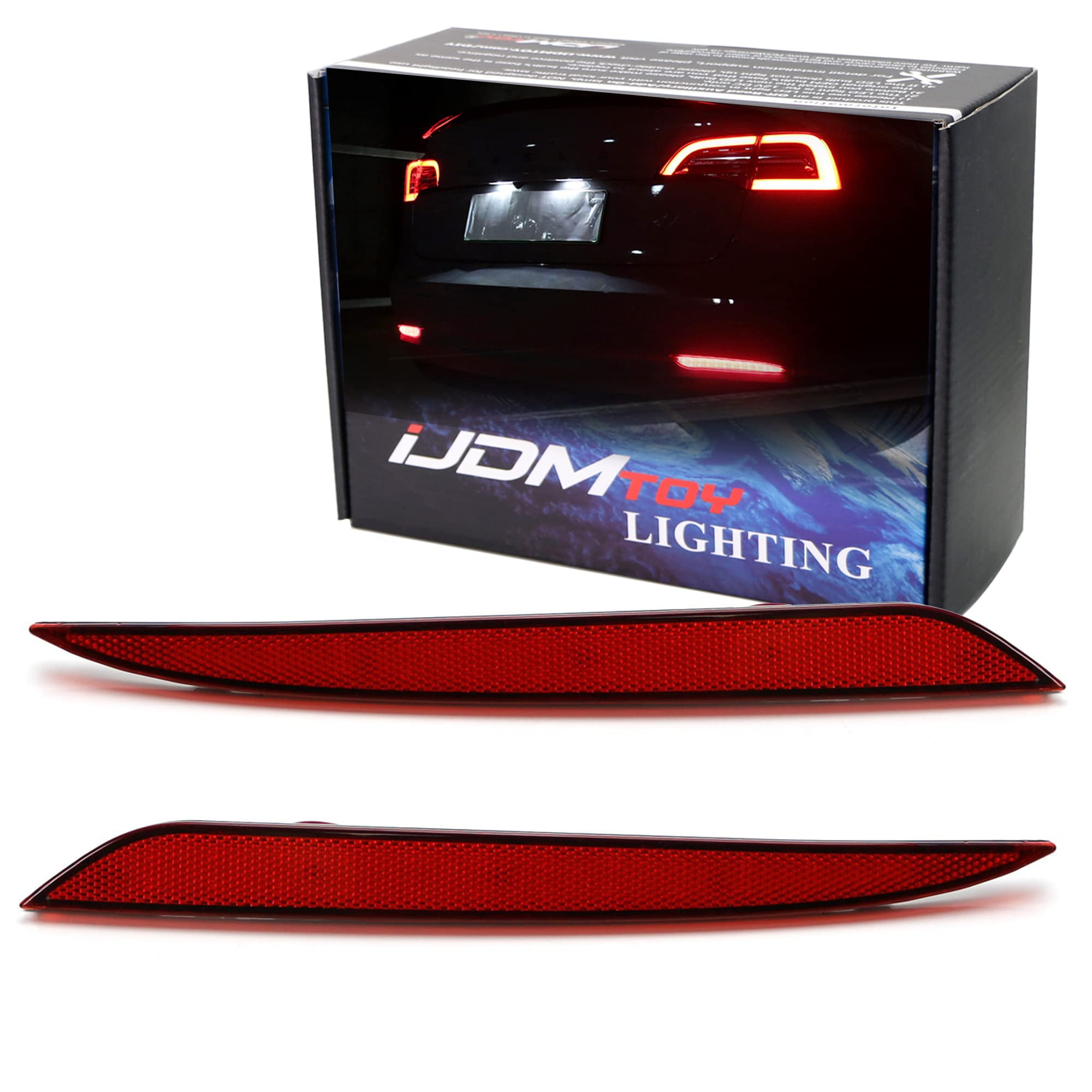 OE-Red Lens 24-SMD LED Bumper Reflector Lights For Tesla Model 3 ...