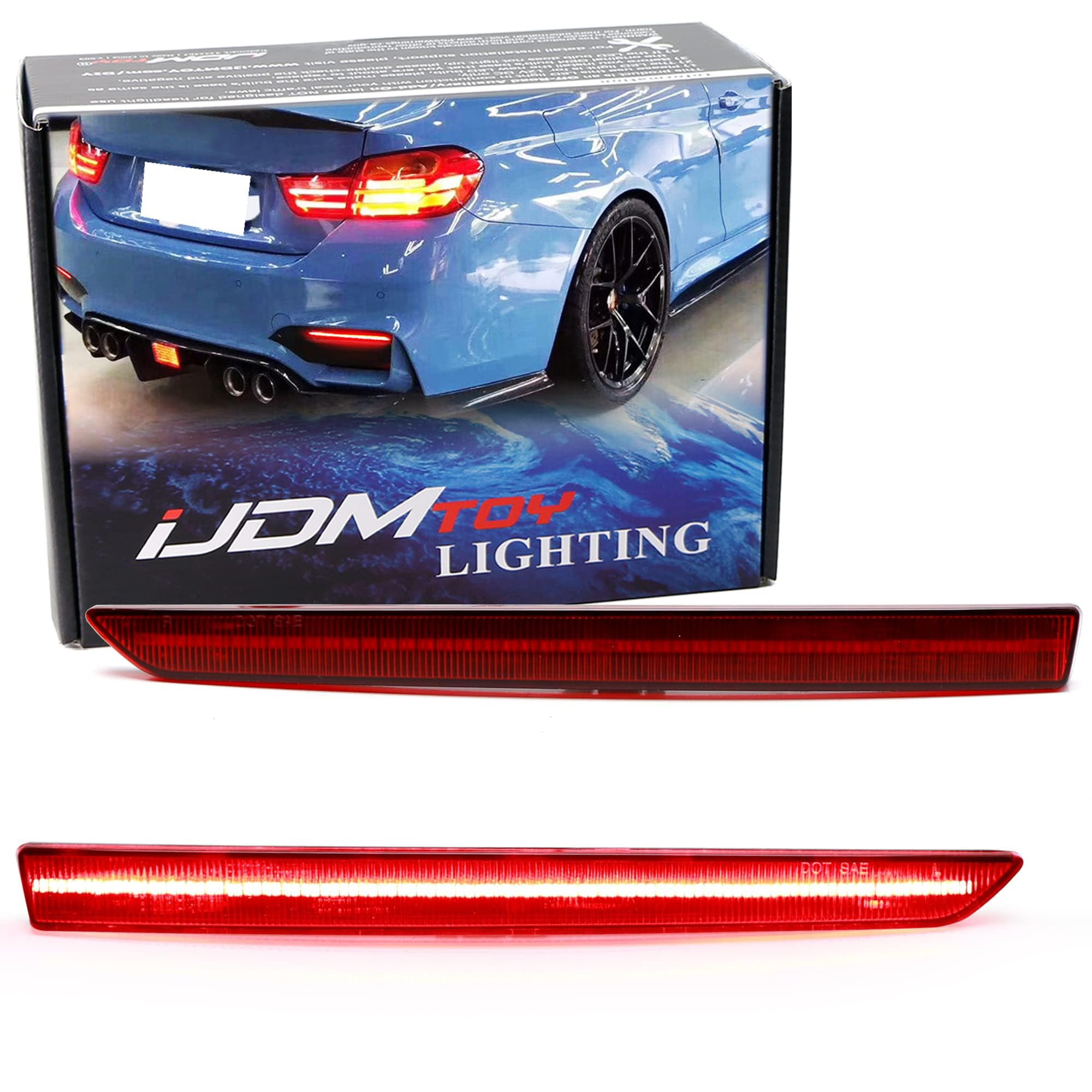 OE-Red Lens 40-SMD Red Full LED Rear Bumper Reflector Light Trim For ...
