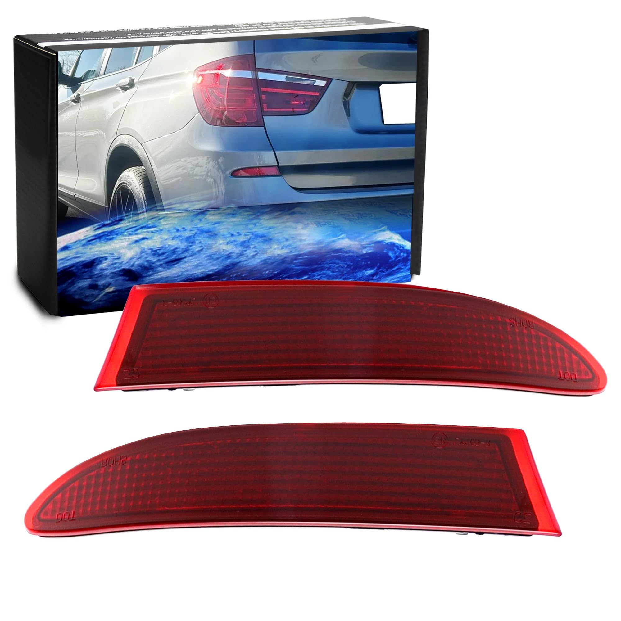 OE-Spec Red Lens Rear Bumper Reflector Lenses For 2011-2017 BMW F25 X3 ...